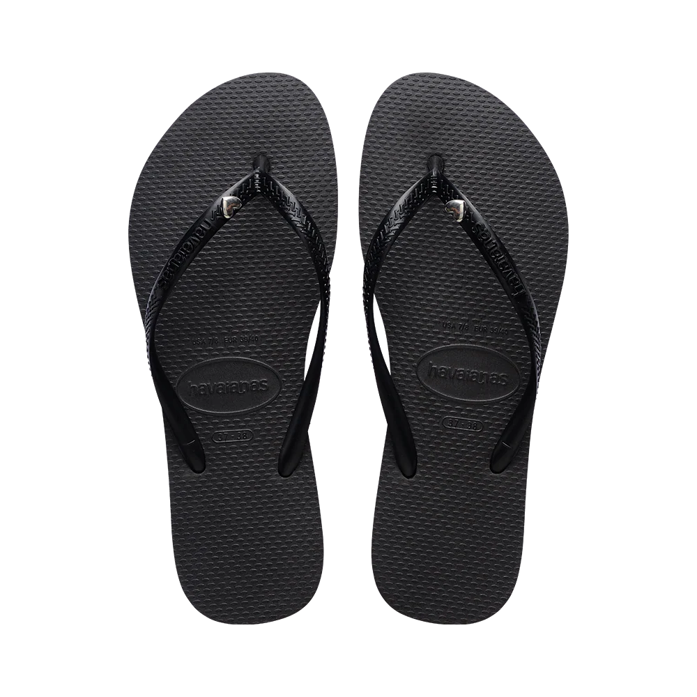 Havaianas Womens Slim Heart Metal Flip Flops - Black – KS Boardriders ...
